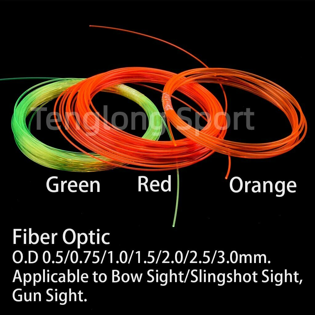 Волоконно-оптические прицельные нити для лука и рогатки, 30 см, 0.5/0.75/1.0 мм, красный/оранжевый/зеленый O.D 0.5mm Green