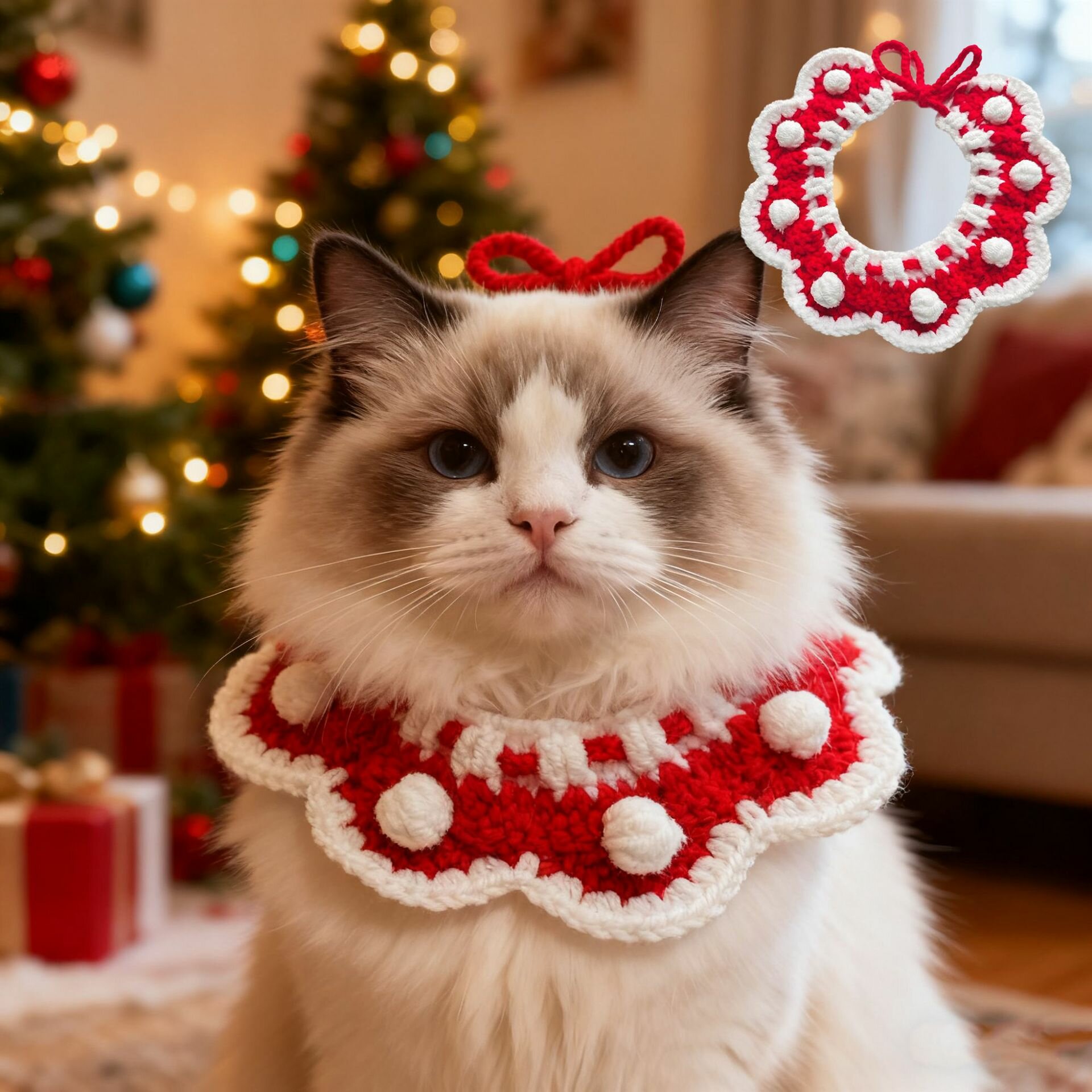 Вязаный накидка для шеи для кошек и собак, рождественские аксессуары для питомцев, милый тедди, британская короткошерстная, оптовая продажа