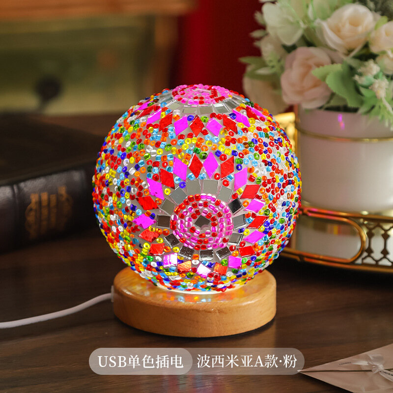 Мозаичный ночник в стиле барокко, романтичный и свободный бохо, креативный ночник, стеклянная декоративная настольная лампа