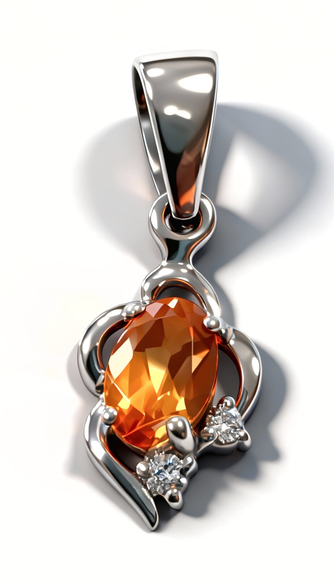 Подвеска, серебро, 925 проба, родирование, фианит, цитрин