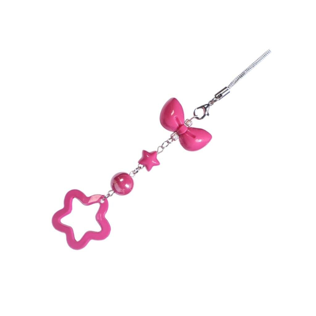 Брелок, Брелок-цепочка для мобильного телефона-розово-красная пятиконечная звезда