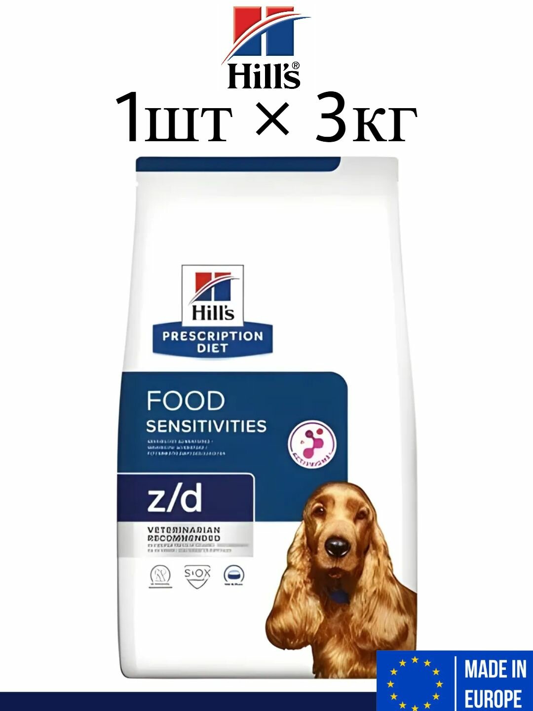 Корм для собак Hill's Prescription Diet z/d Food Sensitivities гипоаллергенный при пищевой аллергии, (1шт по 3кг)