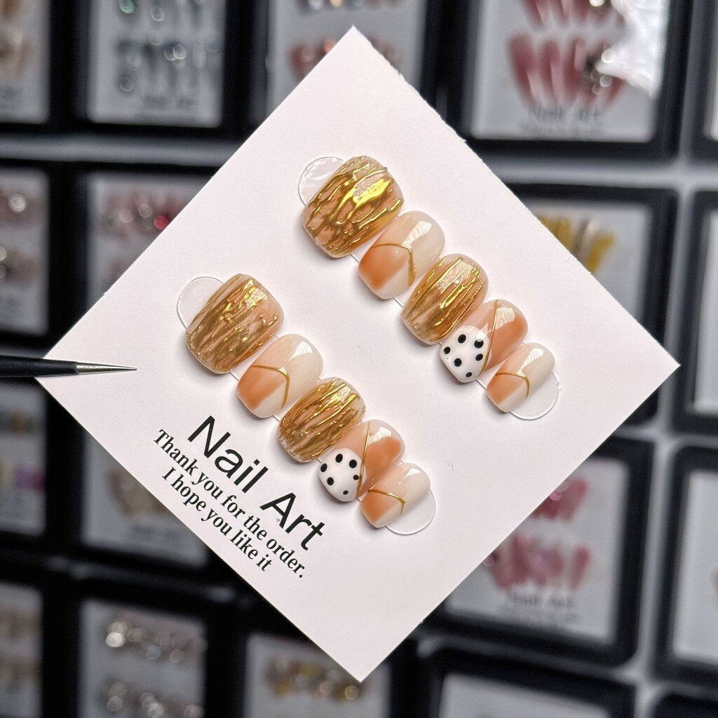 Набор больших самоклеящихся наклеек для ногтей ручной работы с милыми и простыми узорами, размер XS