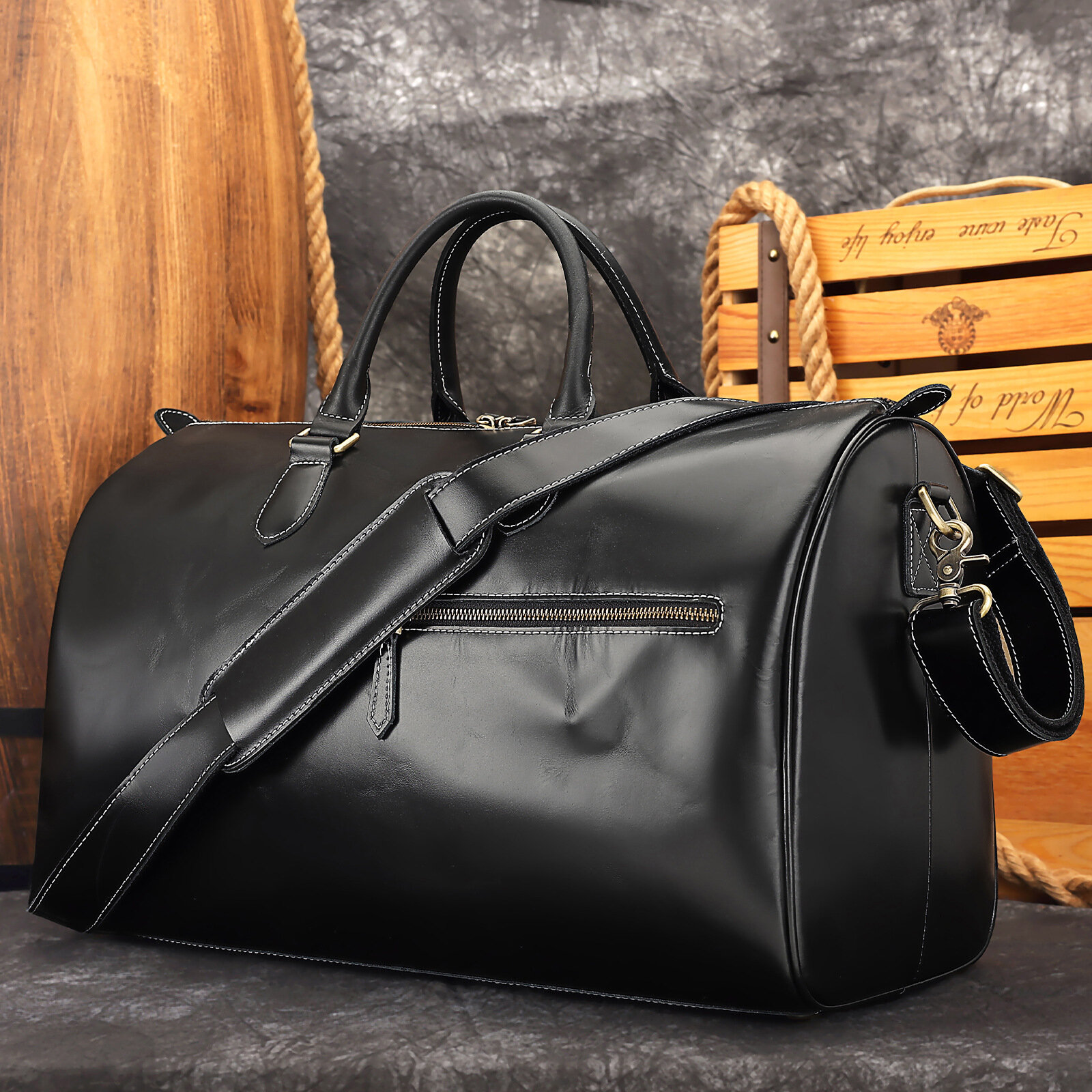 Внешняя торговля трансграничная мужская сумка большой вместимости из натуральной кожи первого слоя из воловьей кожи для путешествий на короткие расстояния многофункциональная сумка через плечо через