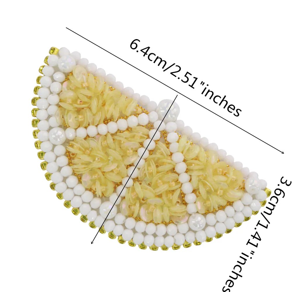 Питайя Яблоко Папайя Тыква Лимон Пришивная нашивка Виноград Фрукты Арбуз Персик Ананас Ремонт Бусина Стразы Блестки Аппликация Белый, F 2pieces