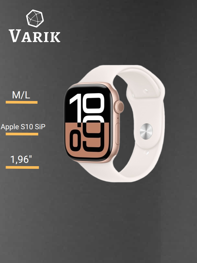 Умные часы Apple Watch Series 10 46mm Rose Gold Aluminium Case with Light Blush Sport Band - M/L