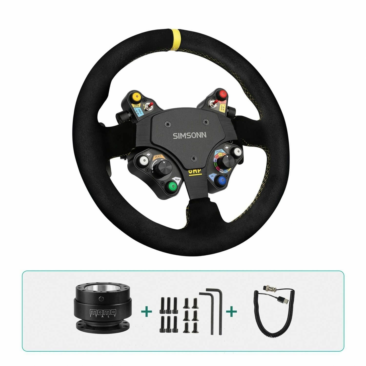 Руль игровой для пк SIMSONN Sim для ПК со светодиодной кнопкой, игровые подрулевые переключатели, совместимые с Logitech G29 G27 T300RS/GT T500 th8a (алюминий с ЧПУ S1)