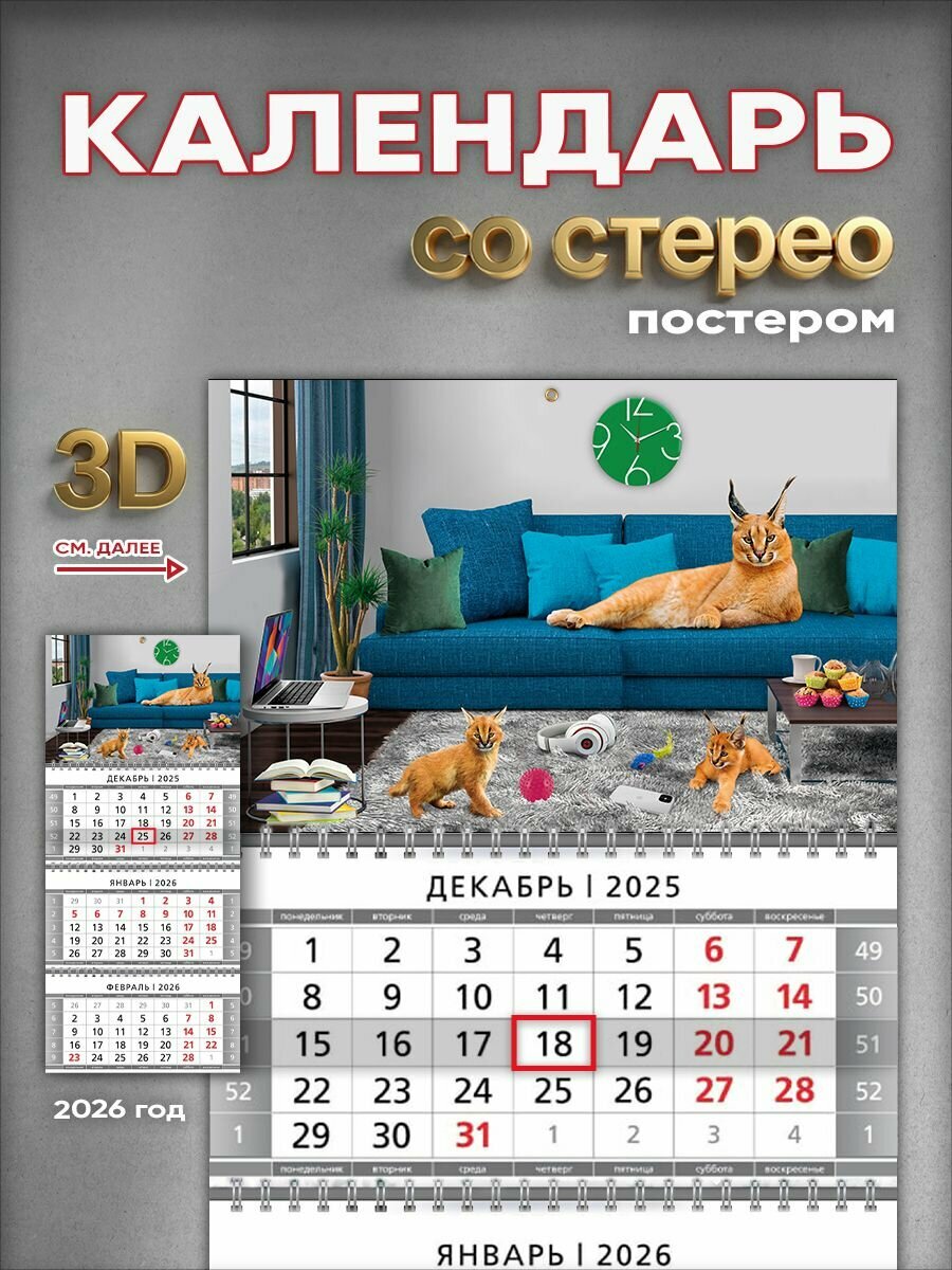 Настенный квартальный стереокалендарь "Шлепа"