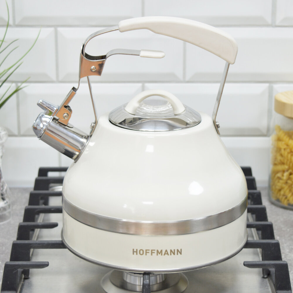 Чайник 3л со свистком, матовый, с бежевой ручкой, НМ 55234