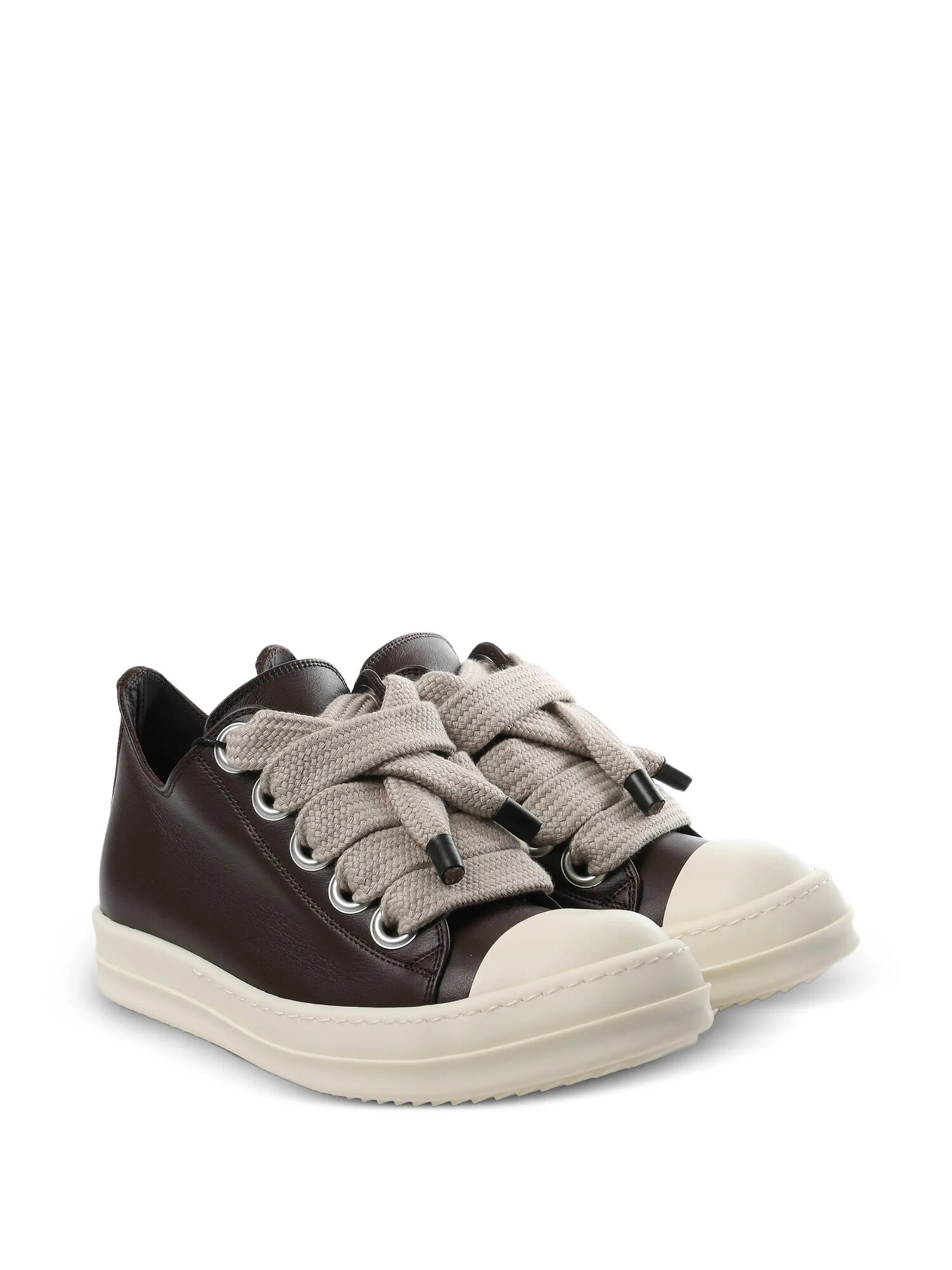 Кроссовки Rick Owens Leather low-top sneakers, размер 37 EU, коричневый/серый/оранжевый — фото 1