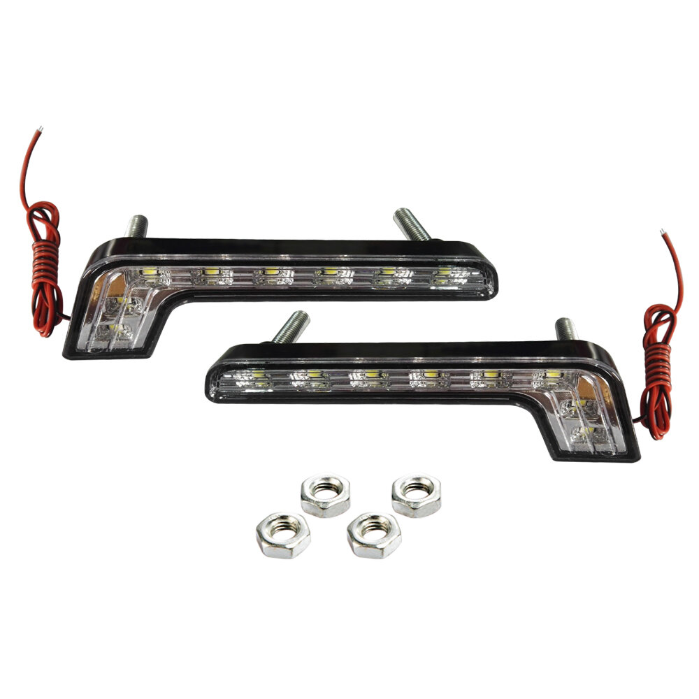 8 LED DRL Автомобильный дневной ходовой свет, 2 штуки, Белый цвет, 8 светодиодов на каждый свет, 12V, 1W каждый светодиод, 640 люмен, IP65, Размер 16*4.8*1.8 см, Вес 145 г