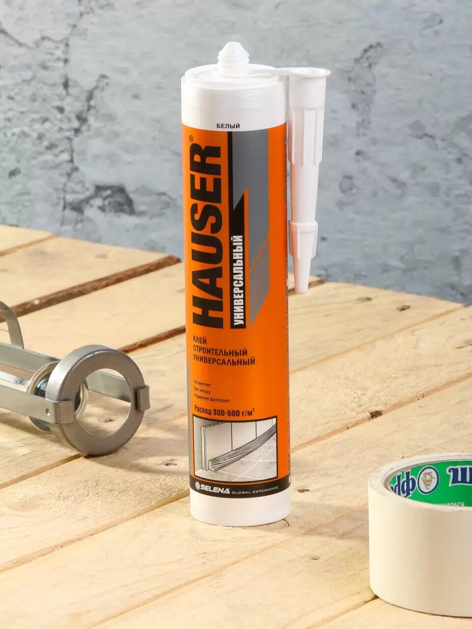 Клей Hauser, акриловый, строительный, универсальный, белый, однокомпонентный, 310 г, 85139
