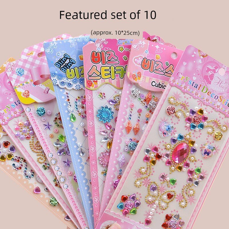 Наклейки для детей, наклейки с драгоценными камнями и бриллиантами, наклейки с кристаллами для переодевания