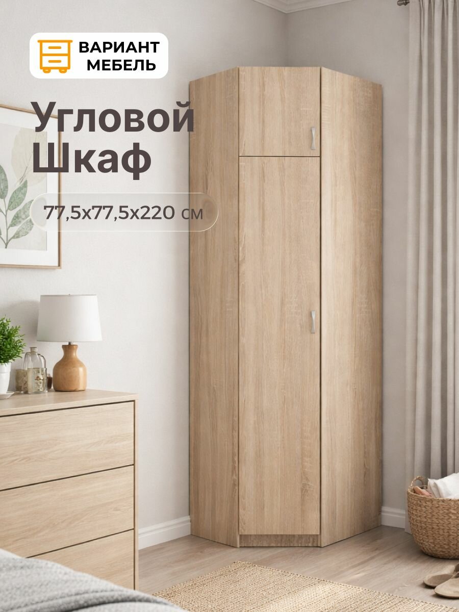Шкаф для одежды угловой распашной "Акцент 5" цвет дуб сонома