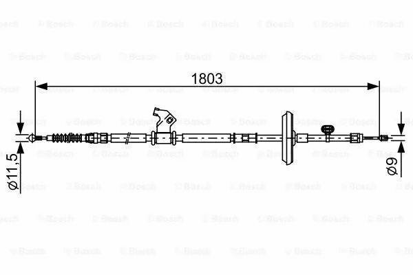 Трос ручного тормоза BOSCH 1987482508 правый, Chevrolet Cruze 09-, Opel Astra J 09-16