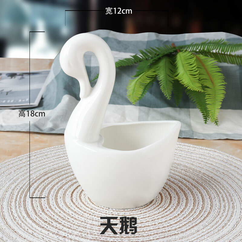 Чисто белая костяная фарфоровая корзина с лебедем и цветами, аксессуары для кухни, органайзер для посуды из костяного фарфора, керамическое украшение для гостиной