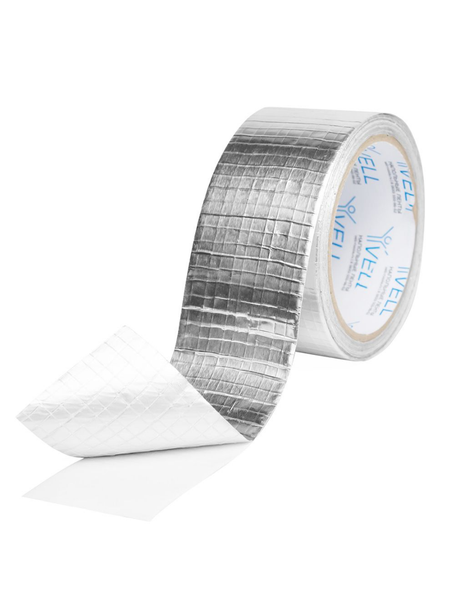 Алюминиевая лента Vell, 50 мм х 9,5 м, с армированной сеткой, серебряная {1396317}