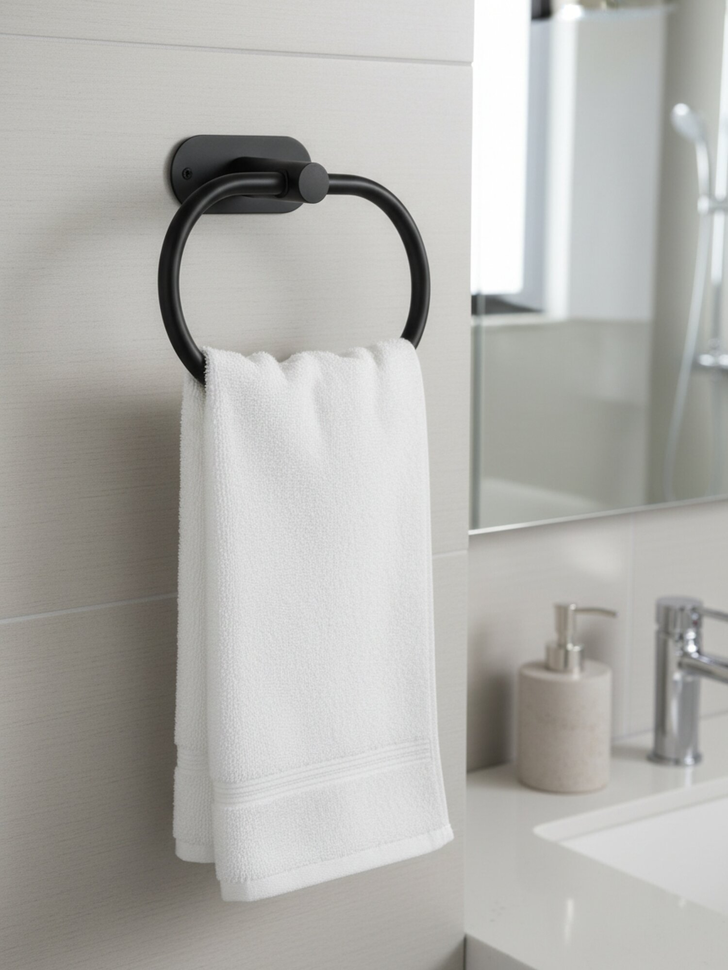 Держатель для полотенец кольцо черный металл Y4-9915 настенный для ванной комнаты и кухни в стиле лофт