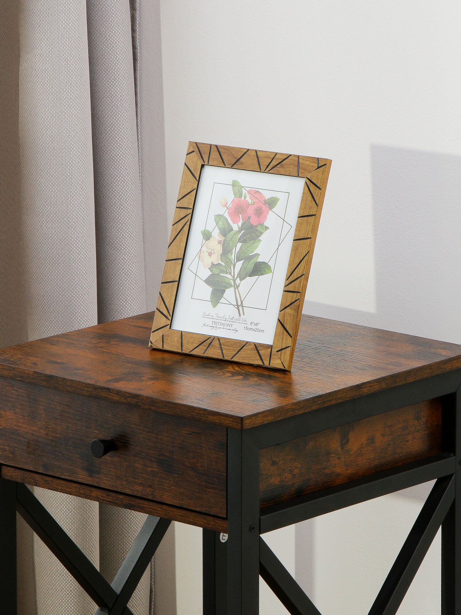 Фоторамка 15х20 см коричневая настольная из пластика под дерево, стильный декор для дома и офиса, модель A230059