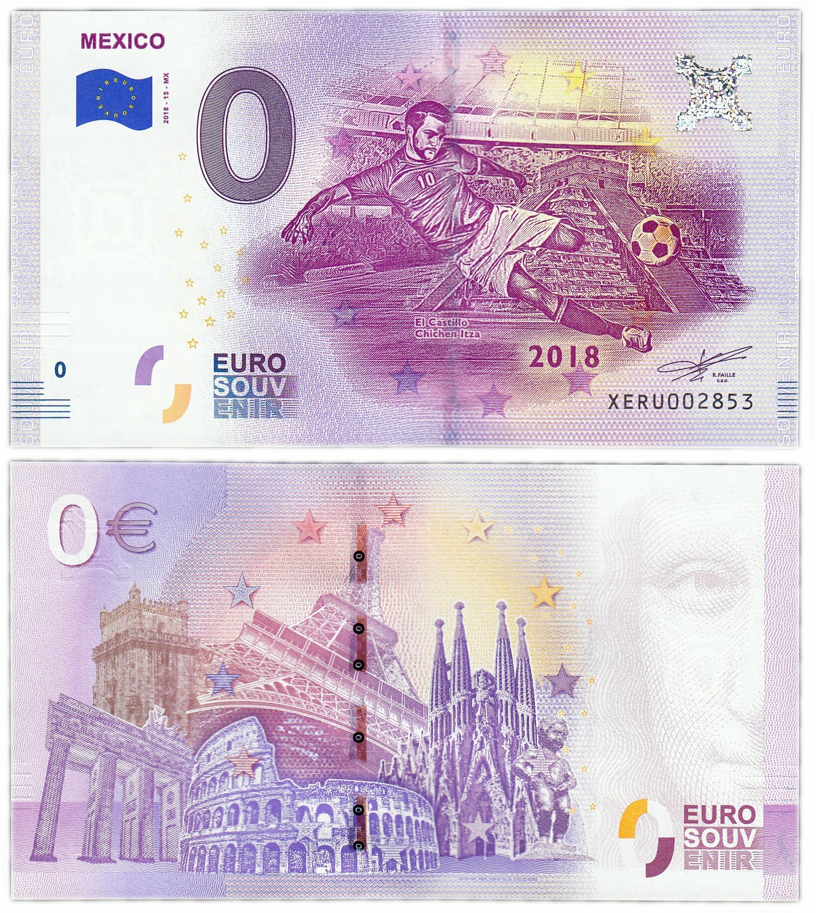 0 евро 2018 года - Чемпионат мира по футболу Страна - Мексика UNC