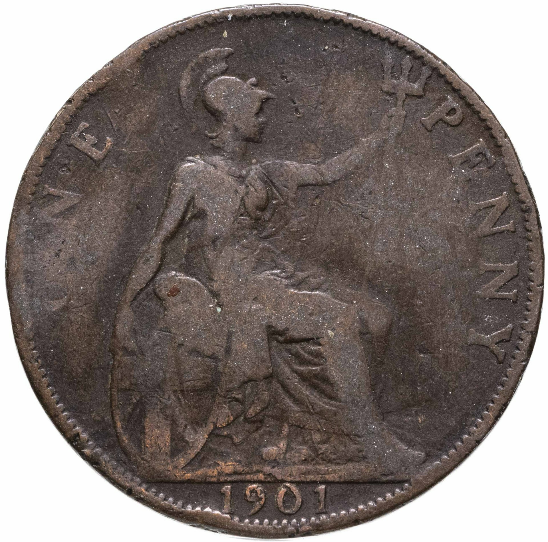 Великобритания 1 пенни penny 1901, Бронза, в сохранности F