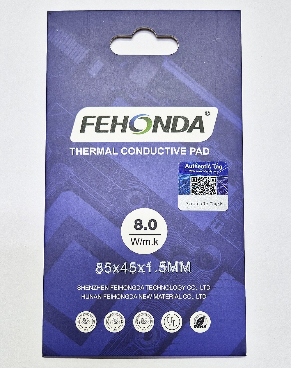 Термопрокладка Fehonda 85x45x1.5мм, 8 Вт/(м·K) FHND-8W-85X45-1.5