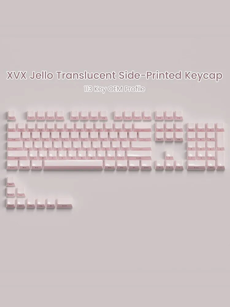Кейкапы для механической клавиатуры Crystal Jelly, Pink, OEM, Double Shot