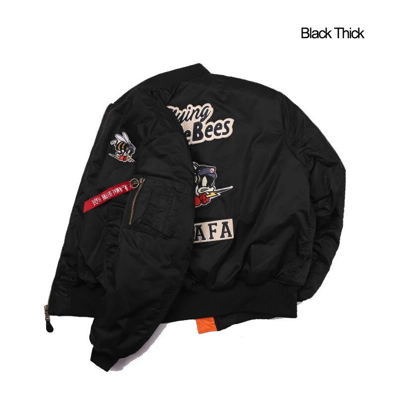 Черный мужской бомбер DAFEILI Black Thick XL зимний