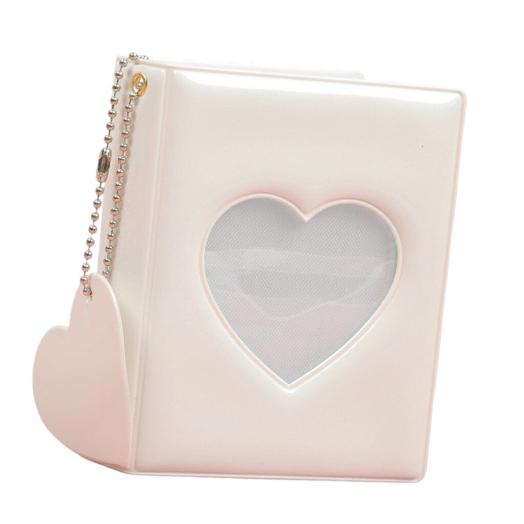 3-дюймовый Мини-Фотоальбом в ПВХ Обложке Idol Photocard Binder с Вырезом в форме сердца и 32 Карманами на память о путешествиях