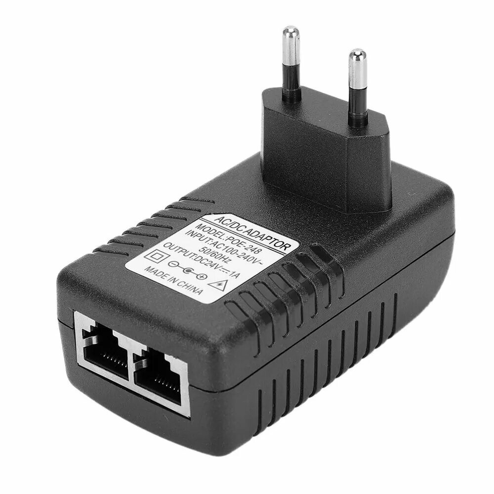 Источник питания DC24V 1A POE с адаптером для розетки (100-240V) для систем безопасности