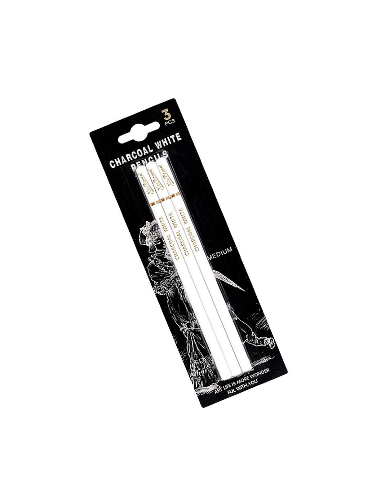 2/3 / 4x / Набор белых угольных карандашей для рисования мелким карандашом для художника