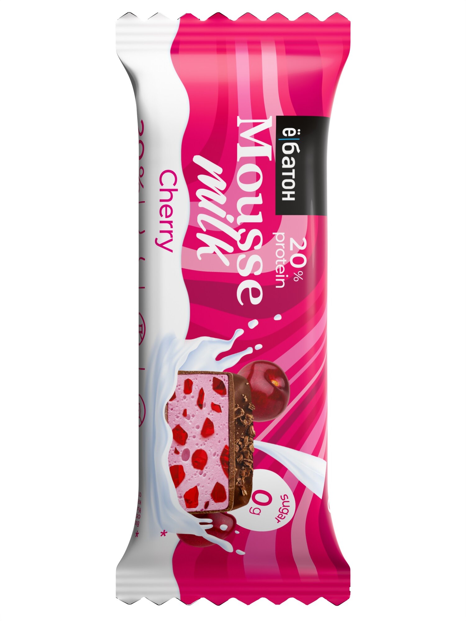 Батончик Ё|Батон "Mousse", со вкусом вишни, протеиновый, 40 г