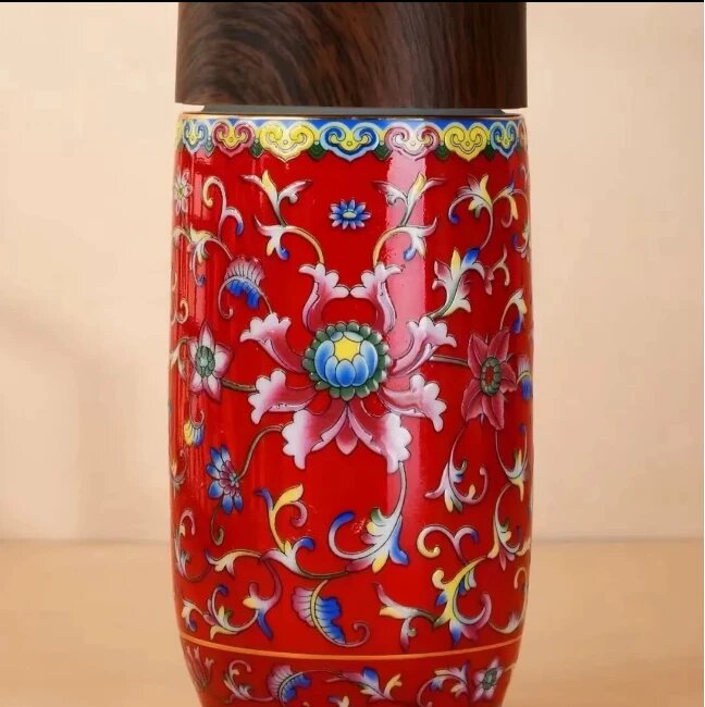 Семь Цветов Эмаль 2 Керамическая Двуслойная Энергетическая Чашка Красная, 200-400 мл Офисный и Открытый Элемент