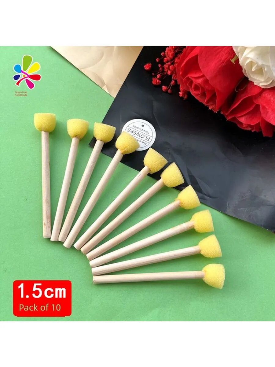 Кисти-губки для рисования (10 шт, 1.5 см, грибовидные)