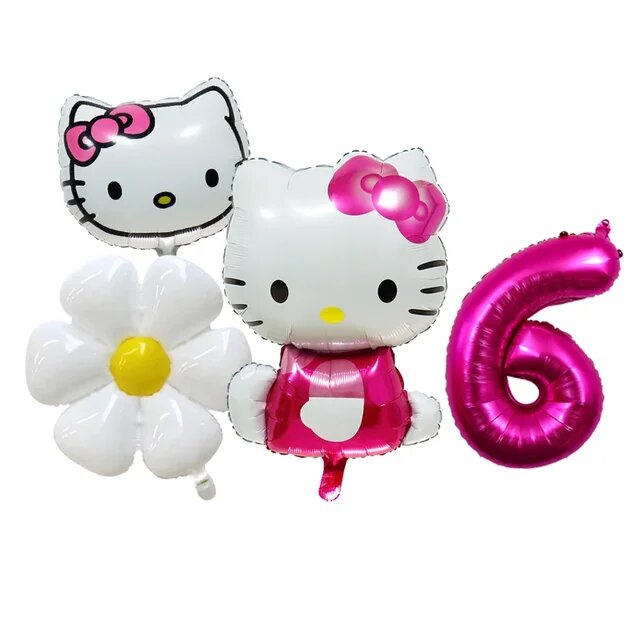 Набор воздушных шаров Hello Kitty в форме цифр, милые фольгированные шары с мультяшной кошечкой, идеально подходят для украшения дня рождения девочки и для детского праздника.