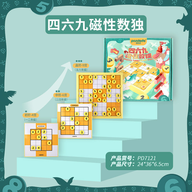 Магнитный судоку шахматы Panduoduo для развития интеллекта детей, раннее образование, обучающая игра, девятиклеточная забава