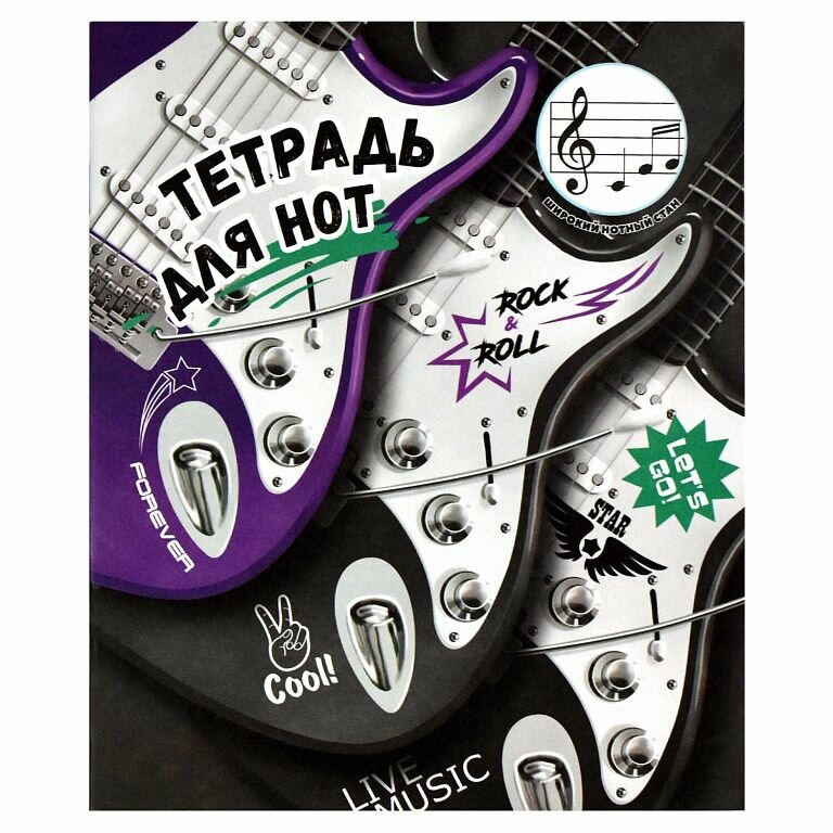 Тетрадь для нот Феникс для младших классов, формат А5, 24 листа, "Электрогитары" 67533