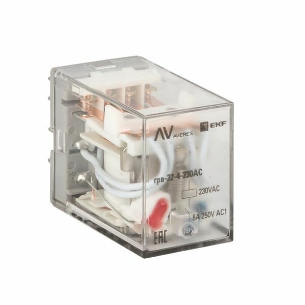 Реле промежуточное EKF AVERES, 5 А, 230 В AC, IP40, 4 контакта