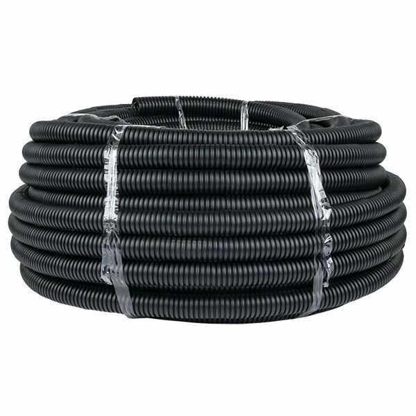 Труба гофрированная EKF ПНД гибкая тяжелая, диаметр 32 мм, с протяжкой, черная, 50 м