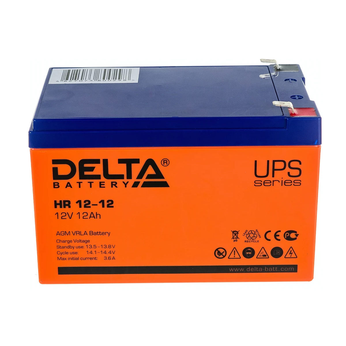 Аккумуляторная батарея Delta HR 12-12/16007144, AGM, 12 А*ч, оранжевый