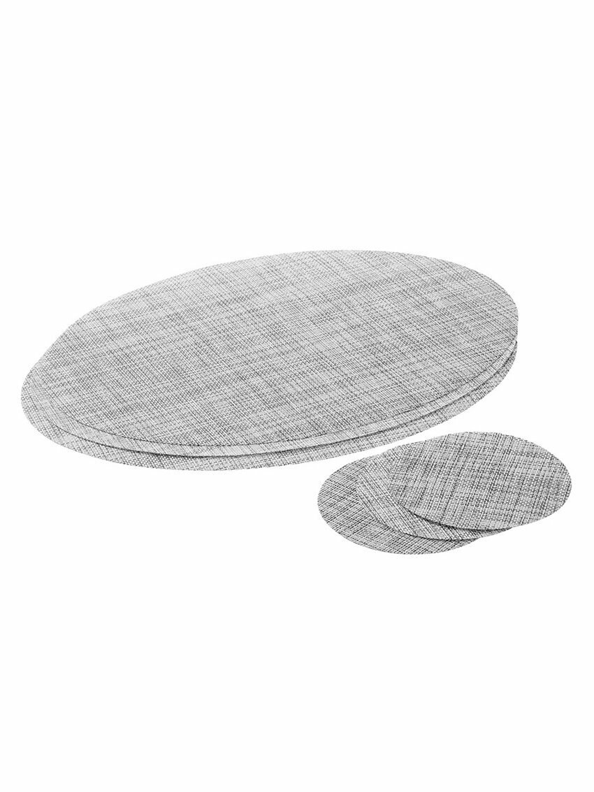 Набор сервировочных салфеток на 3 персоны Casy Home For Professionals, 46х33см 3шт; D15см 3шт серый РМ-033