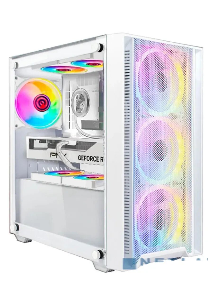 Корпус для ПК CL640 mATX FAN 4*12FRGB передняя панель Сетка Белый