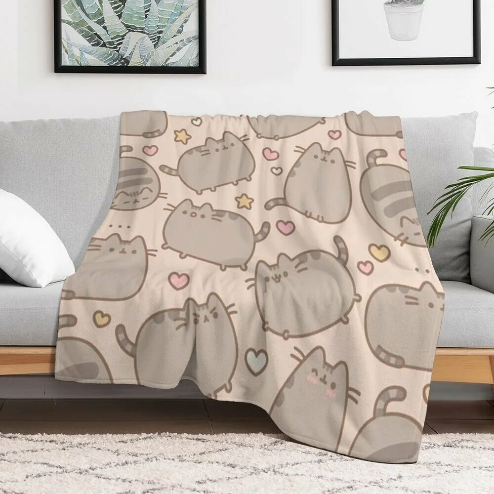 Pusheen Плед плюшевый, фактурный , Велсофт, 200 см х 150 см