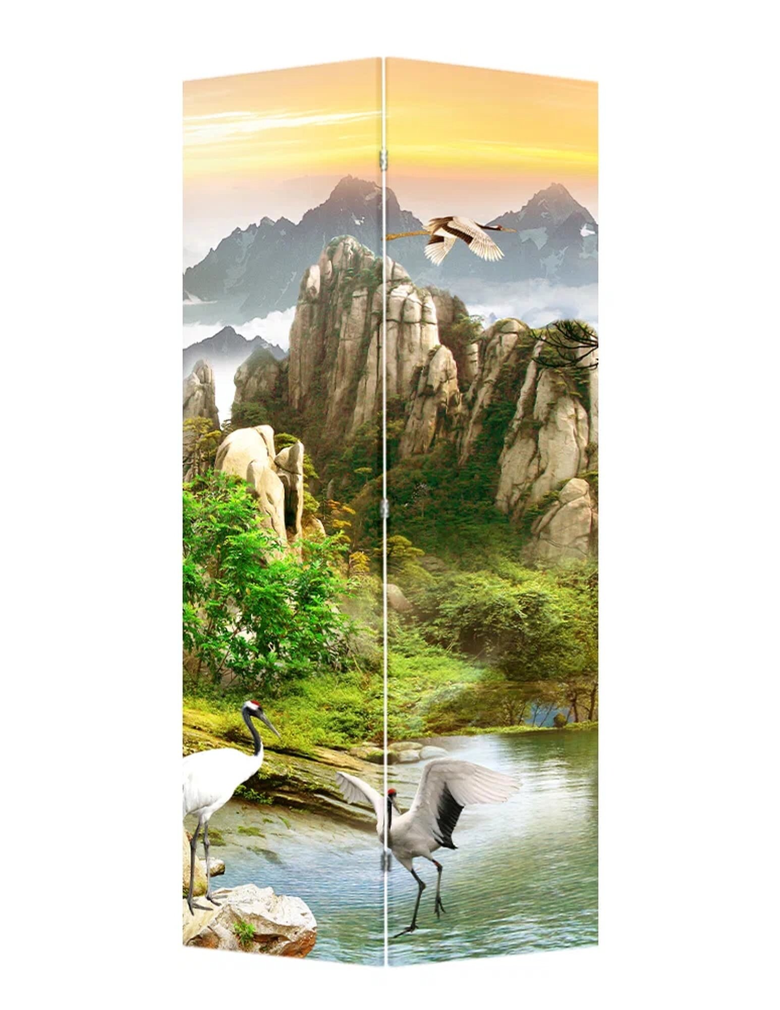 Ширма перегородка складная скрытый каркас iDeaLList «СКТ Долина» - 2 Б створки размер (180х90см)