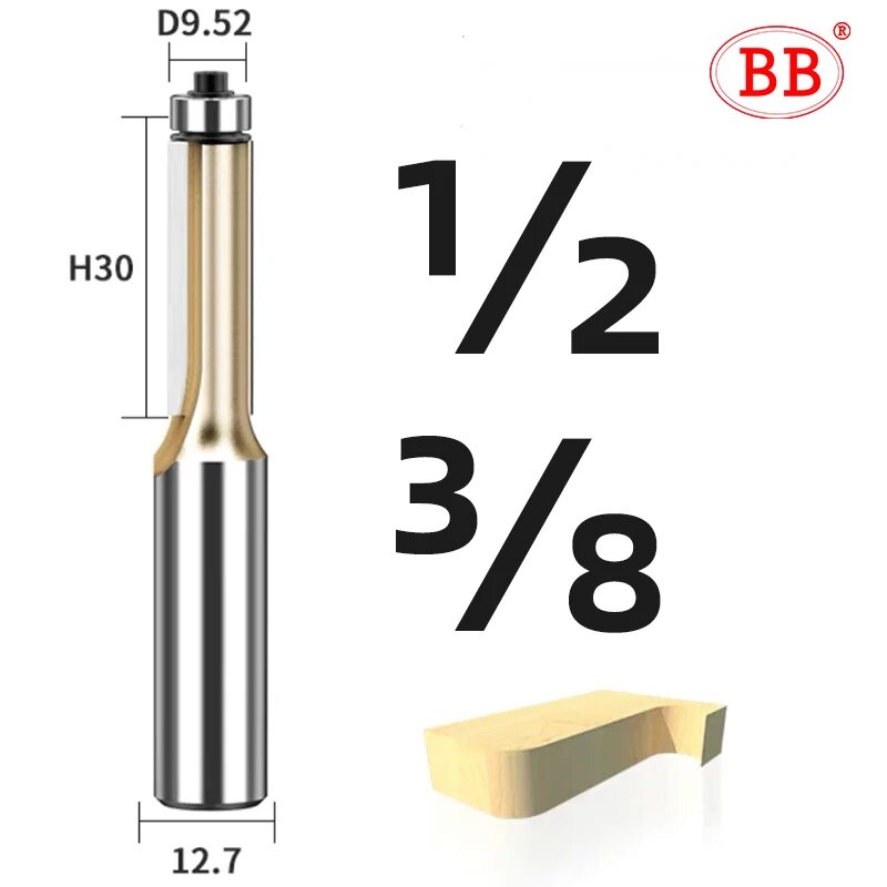 BB прямая фреза подшипниковая 1/2" 1/4" твердосплавная 1-2x3-8