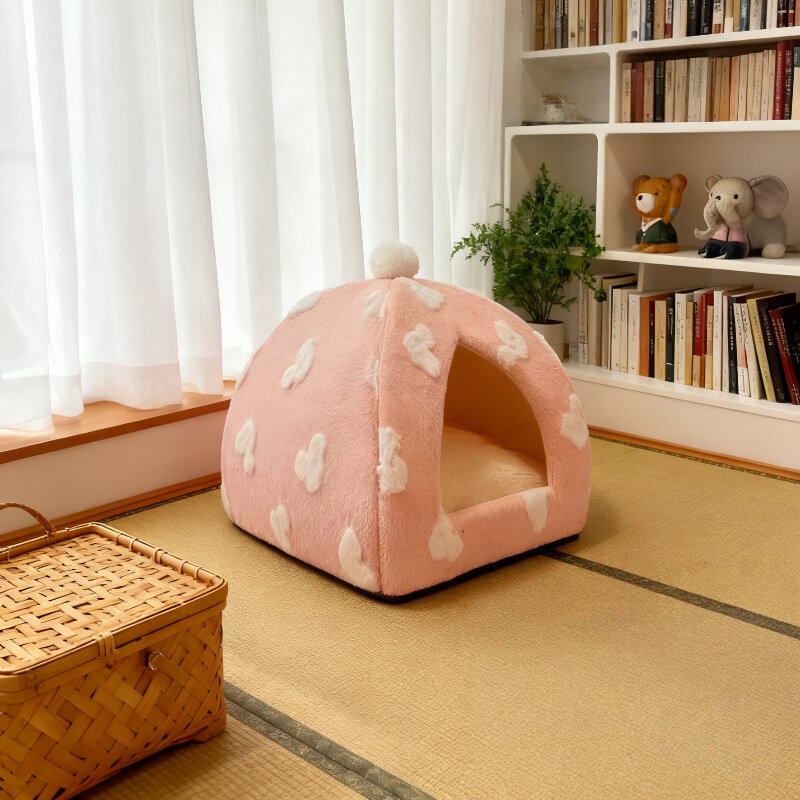 Креативная палатка для домашних животных в виде гриба, зимнее теплое гнездо для кошек, полузакрытое домашнее гнездо для собак