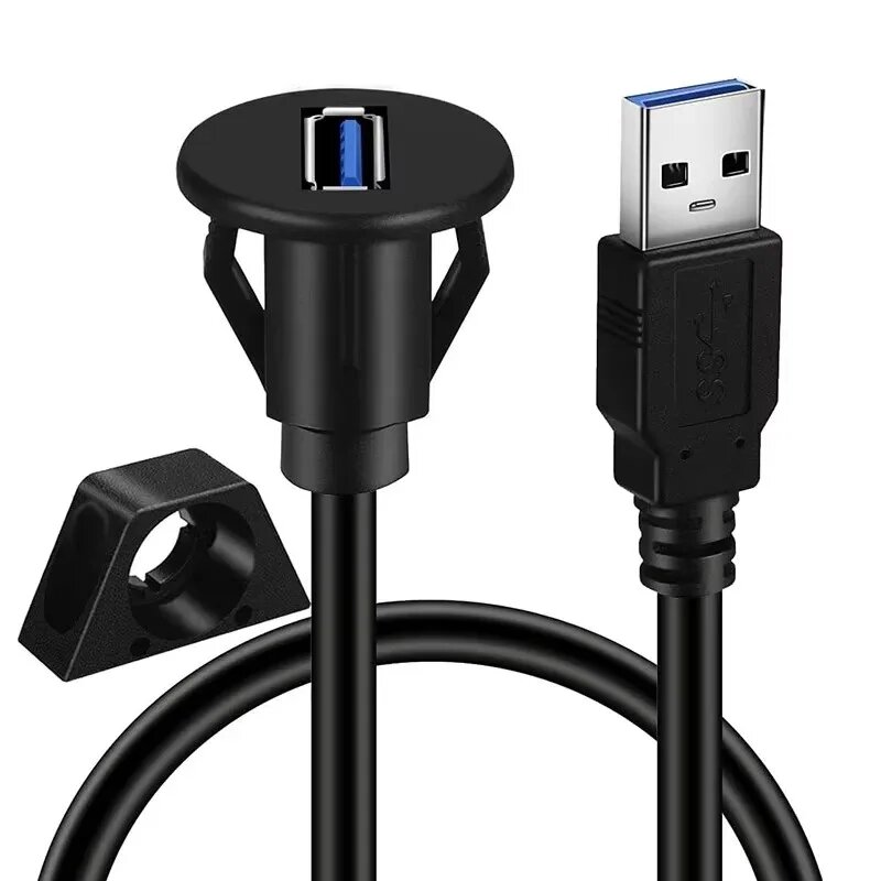 USB 2.0 3.0 с маленьким отверстием, удлинительный кабель для крепления на панели заподлицо с пряжкой для автомобиля, грузовика, лодки, мотоцикла, приборной панели