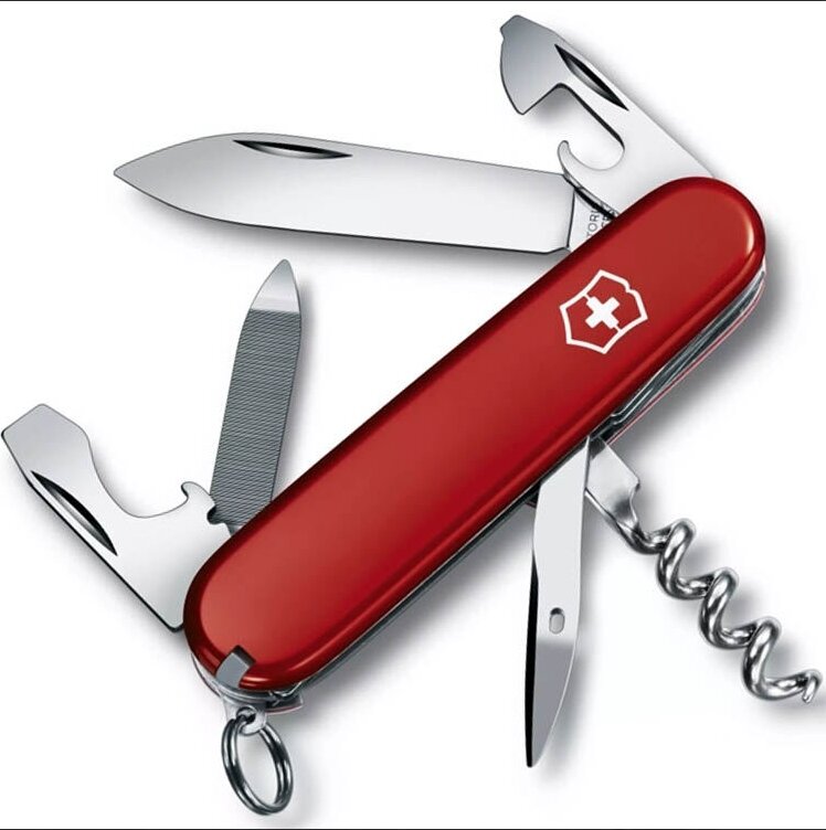 Нож перочинный VICTORINOX Sportsman, 84 мм, 13 функций, красный,0.3803