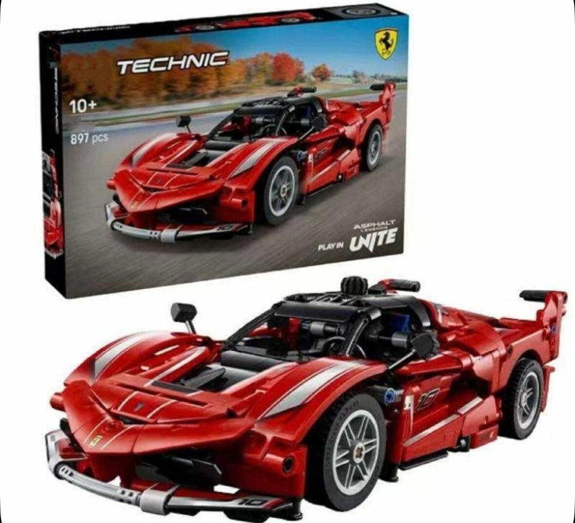 Конструктор Ferrari FXX K для сборки, 897 деталей Модель машины с открывающимися дверями-бабочками и двигателем V12