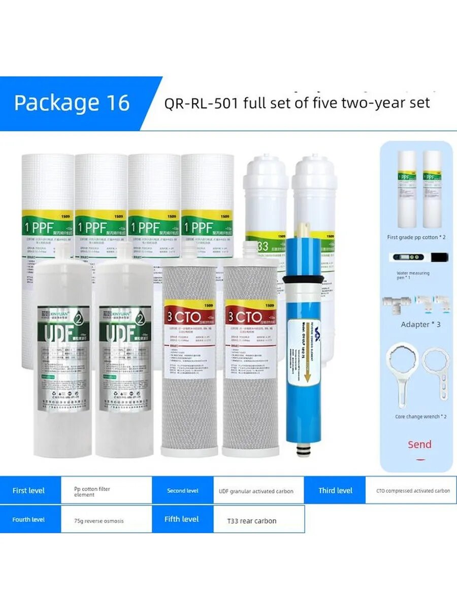 Фильтр Qinyuan RO185I RU DT-QR-RL-501B/A/C,2 года (11 шт.)
